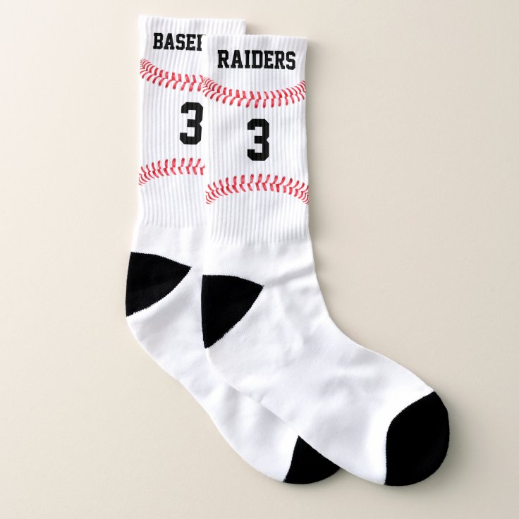 Baseball Player Custom Team Name and Number Sports Socks | Zazzle