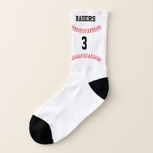 Baseball Player Custom Team Name and Number Sports Socks | Zazzle