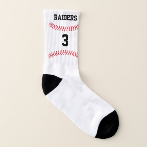 Baseball Player Custom Team Name and Number Sports Socks | Zazzle