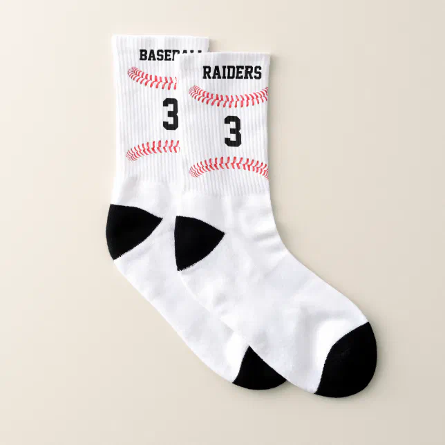Baseball Player Custom Team Name and Number Sports Socks | Zazzle