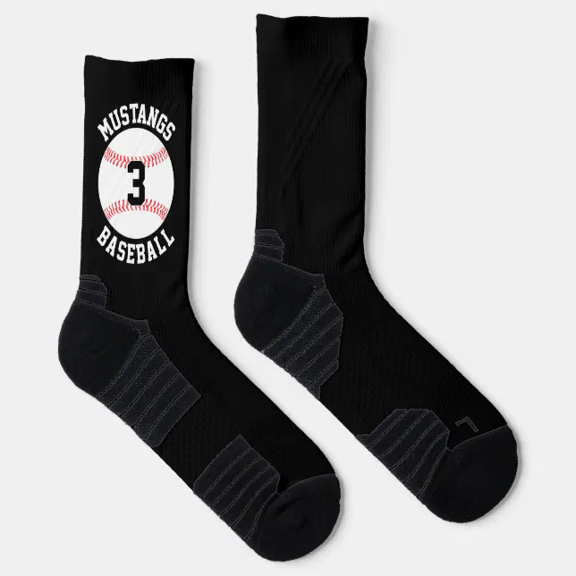 Baseball Player Custom Team Name and Number Sports Socks | Zazzle