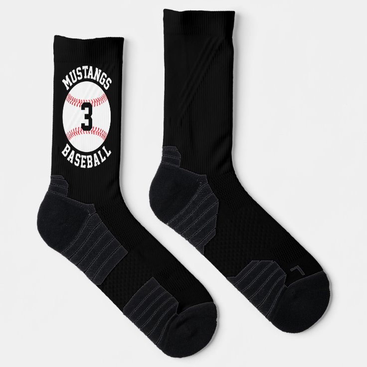 Baseball Player Custom Team Name and Number Sports Socks | Zazzle