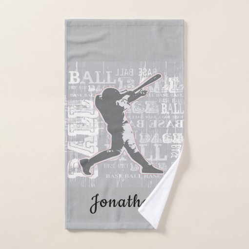 Baseball Player Design Bath Towel Set | Zazzle