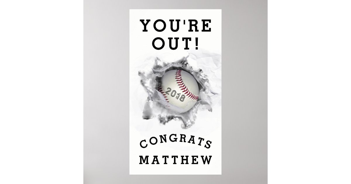 baseball player graduation poster | Zazzle.com