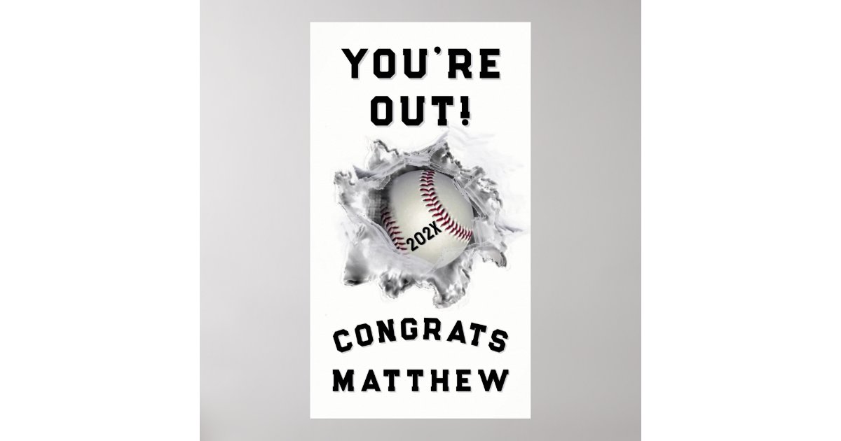Baseball Player Graduation Poster | Zazzle