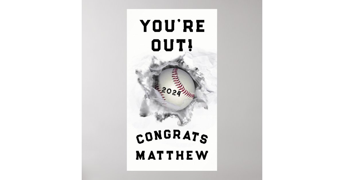 Baseball Player Graduation Poster | Zazzle
