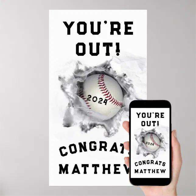 Baseball Player Graduation Poster | Zazzle