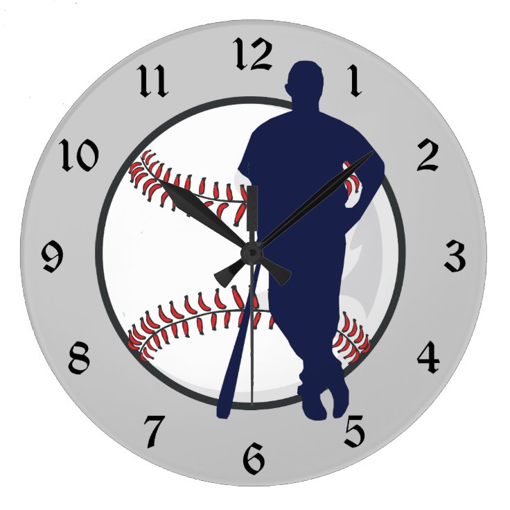 Baseball Player Large Clock | Zazzle