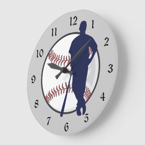 Baseball Player Large Clock | Zazzle
