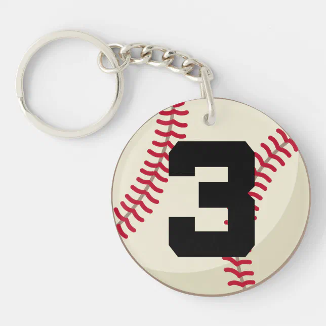 Baseball Player Number 3 Sports Ball Gift Keychain | Zazzle