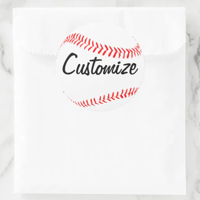 Baseball Player or Team Custom Text Sports Party Classic Round Sticker ...