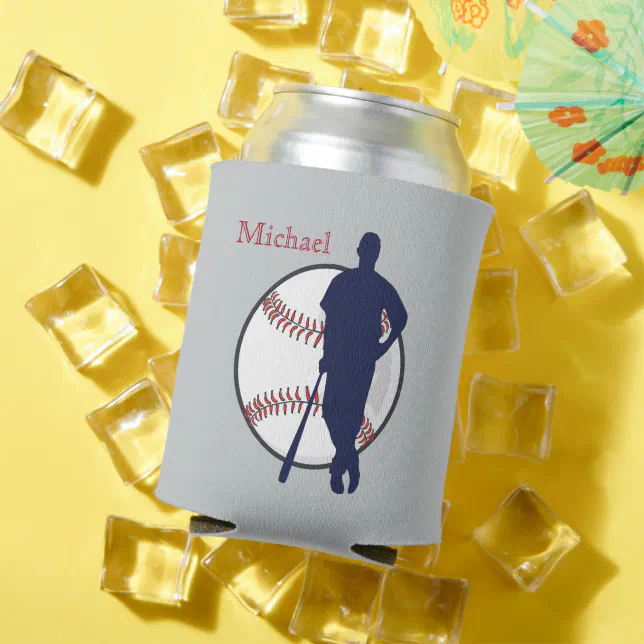 Baseball Player Personalized Can Cooler | Zazzle