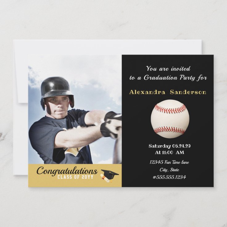 Baseball player Photo graduation class of 2022 Invitation | Zazzle