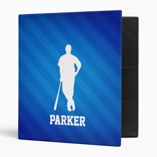 Baseball Player; Royal Blue Stripes 3 Ring Binder | Zazzle