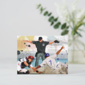 Baseball player safe at home plate postcard | Zazzle