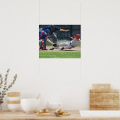Baseball player sliding into home plate poster | Zazzle