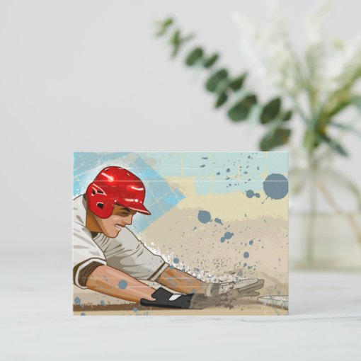 Baseball Player Sliding Postcard | Zazzle