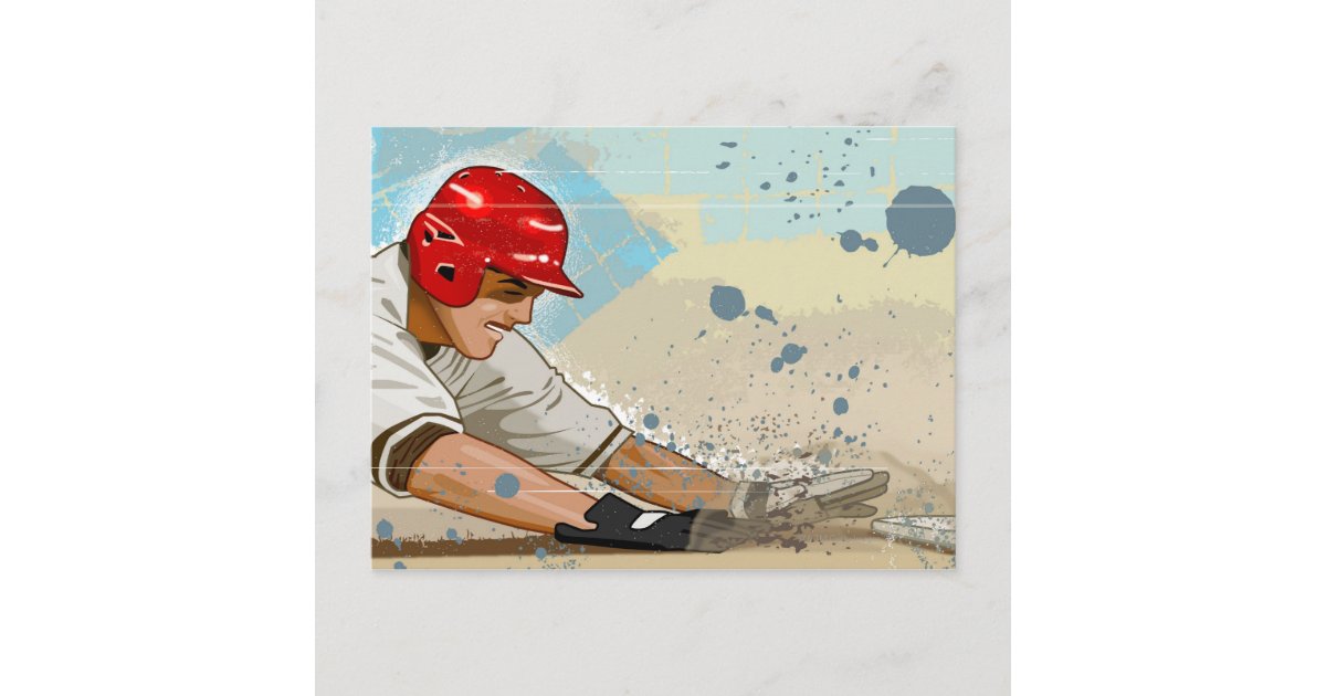Baseball Player Sliding Postcard | Zazzle