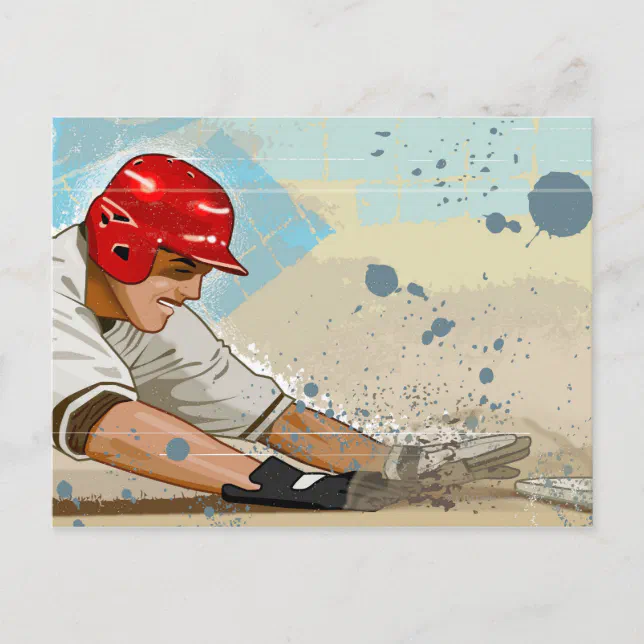 Baseball Player Sliding Postcard | Zazzle
