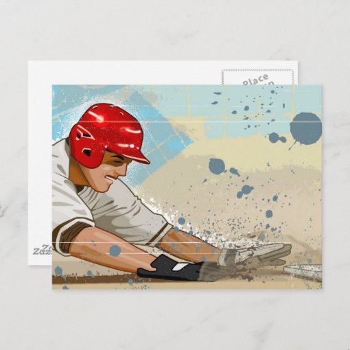 Baseball Player Sliding Postcard | Zazzle