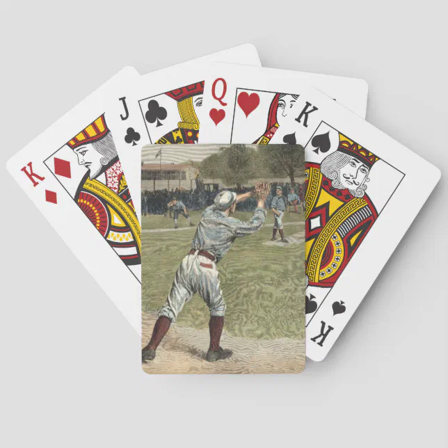 Baseball Player Thrown Out at Second Base Poker Cards | Zazzle