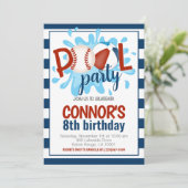 Baseball Pool Party Birthday Invitation | Zazzle