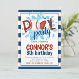 Baseball Pool Party Birthday Invitation | Zazzle