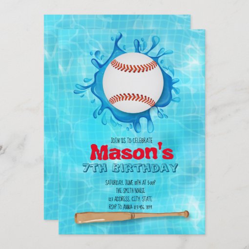 Baseball Pool Party invitation | Zazzle