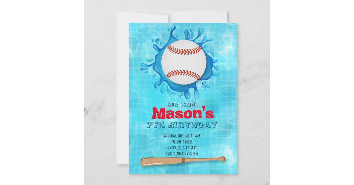 Baseball Pool Party invitation | Zazzle