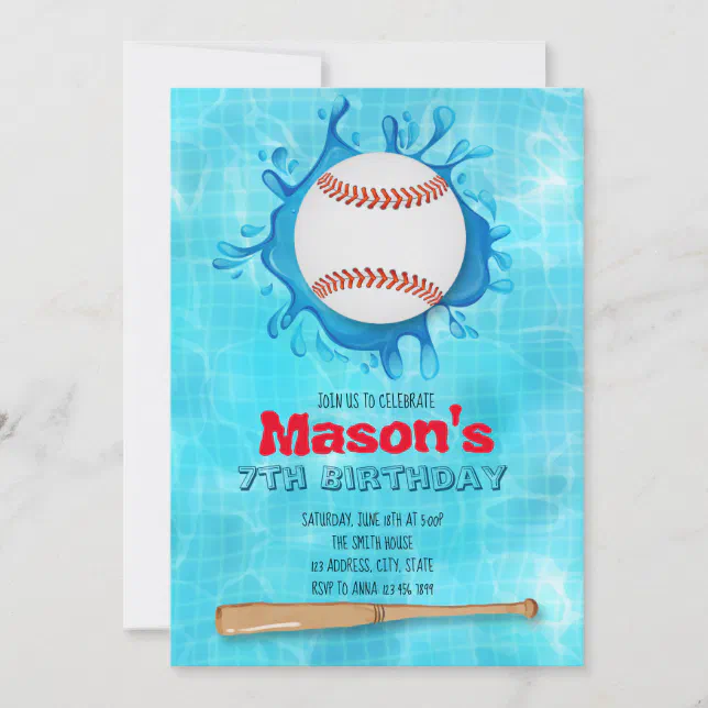 Baseball Pool Party invitation | Zazzle
