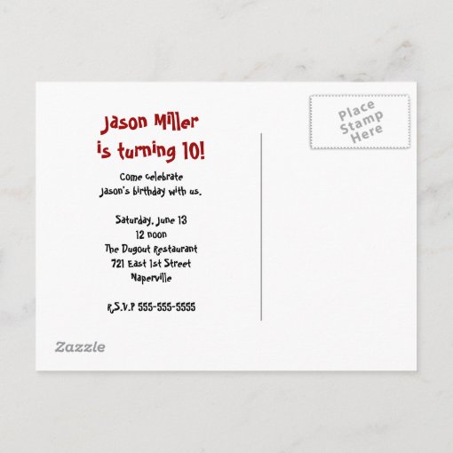 Baseball Postcard Invitation | Zazzle