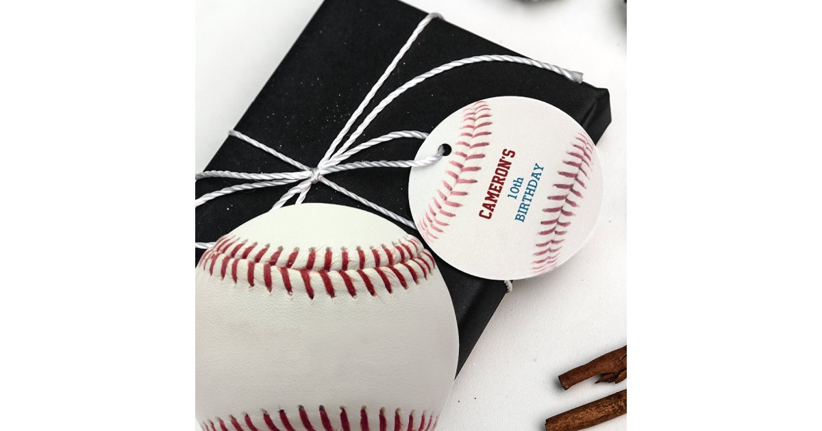 Baseball Red Blue Favor Tags | Zazzle