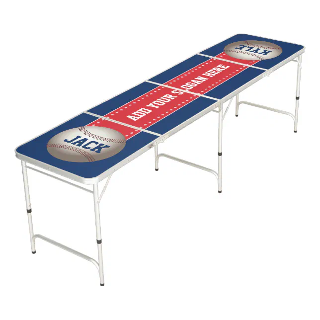 Baseball Red White Blue Add Your Own Slogan Names Beer Pong Table | Zazzle