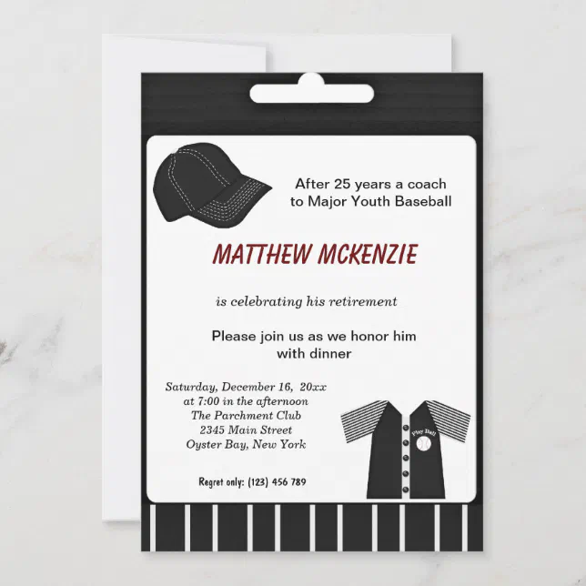 Baseball Retirement Invitation | Zazzle