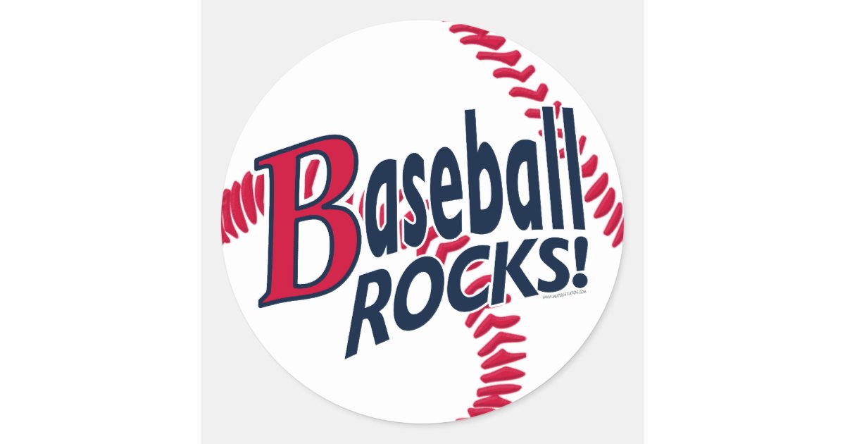 Baseball Rocks by Mudge Studios Classic Round Sticker | Zazzle