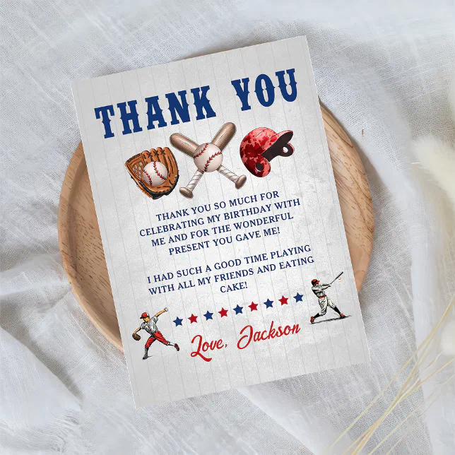 Baseball Rookie Birthday Thank You Card | Zazzle