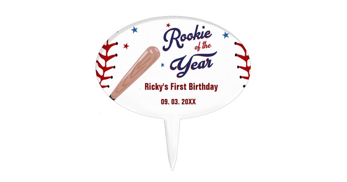Baseball Rookie of the Year Baseball 1st Birthday Cake Topper | Zazzle