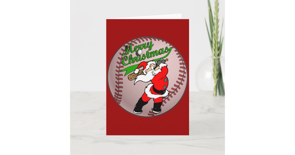 Baseball Santa Christmas 2 Greeting Card | Zazzle