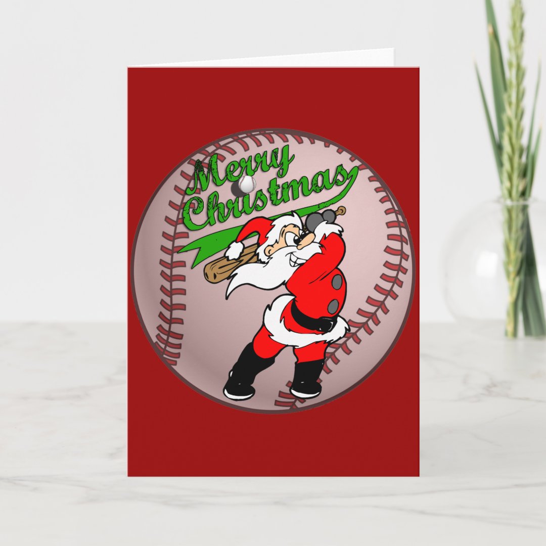 Baseball Santa Christmas 2 Greeting Card | Zazzle