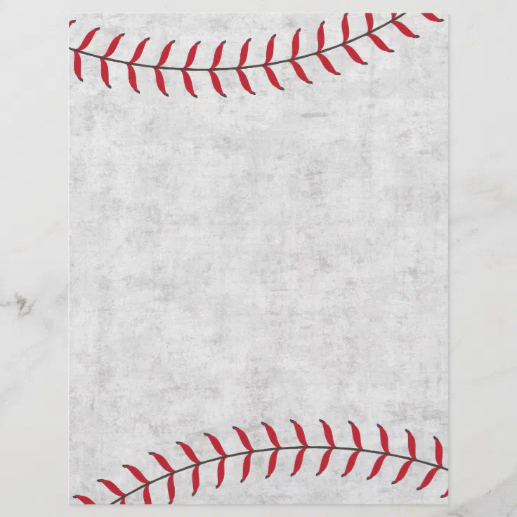 Baseball scrapbook paper with red seams | Zazzle