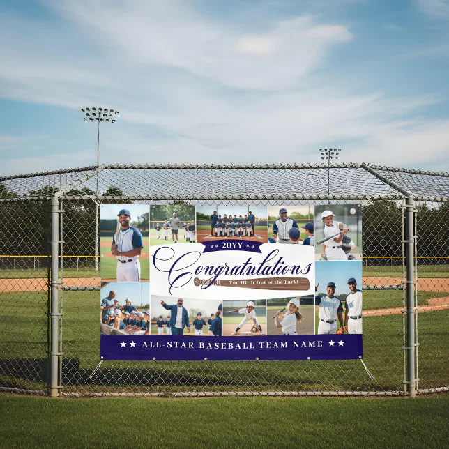 Baseball Season Team Congratulations Photo Collage Banner | Zazzle