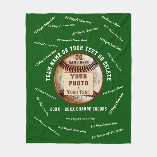 Baseball Senior Night Gift Ideas with Photo, Names Fleece Blanket | Zazzle
