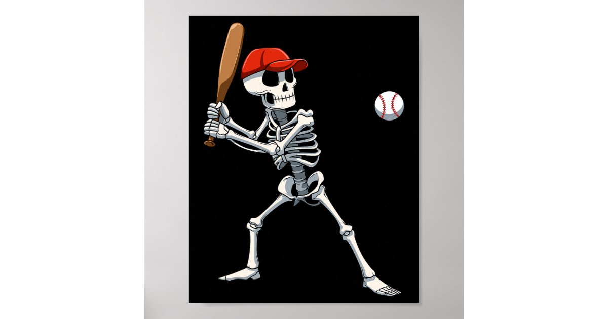 Baseball Skeleton Halloween Skeleton Playing Baseb Poster | Zazzle