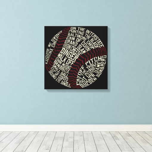 Baseball Slang Words Calligram Canvas Print | Zazzle