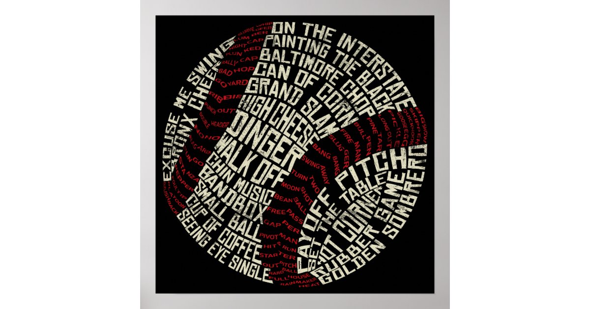 Baseball Slang Words Calligram Poster | Zazzle