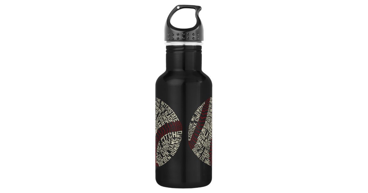 Baseball Slang Words Calligram Stainless Steel Water Bottle | Zazzle