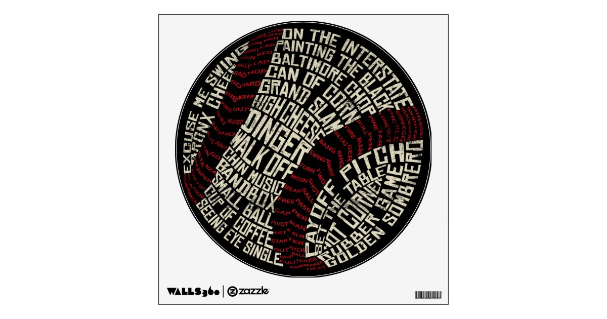 Baseball Slang Words Calligram Wall Sticker | Zazzle