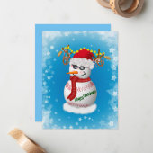 Baseball Snowman Decorated With Popular Snacks Note Card | Zazzle