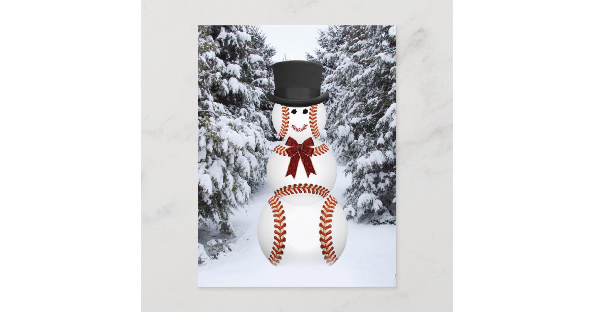 Baseball Snowman Postcard | Zazzle