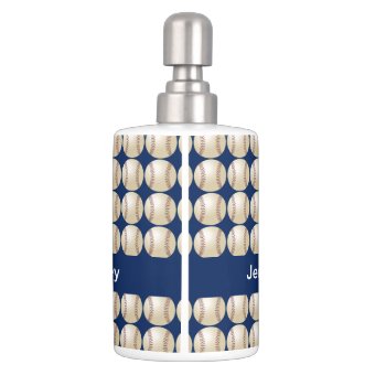 Baseball Soap Dispenser and Toothbrush Holder Set | Zazzle